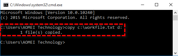 如何在windows 71011中使用命令提示符复制文件？